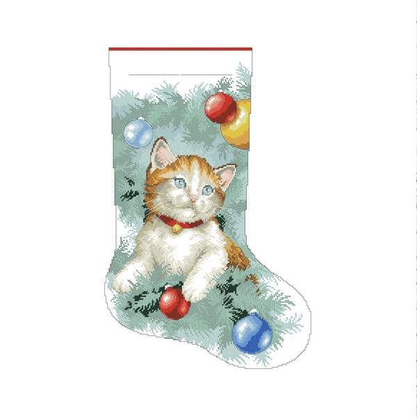 Cat Christmas Stocking Cross - Etsy