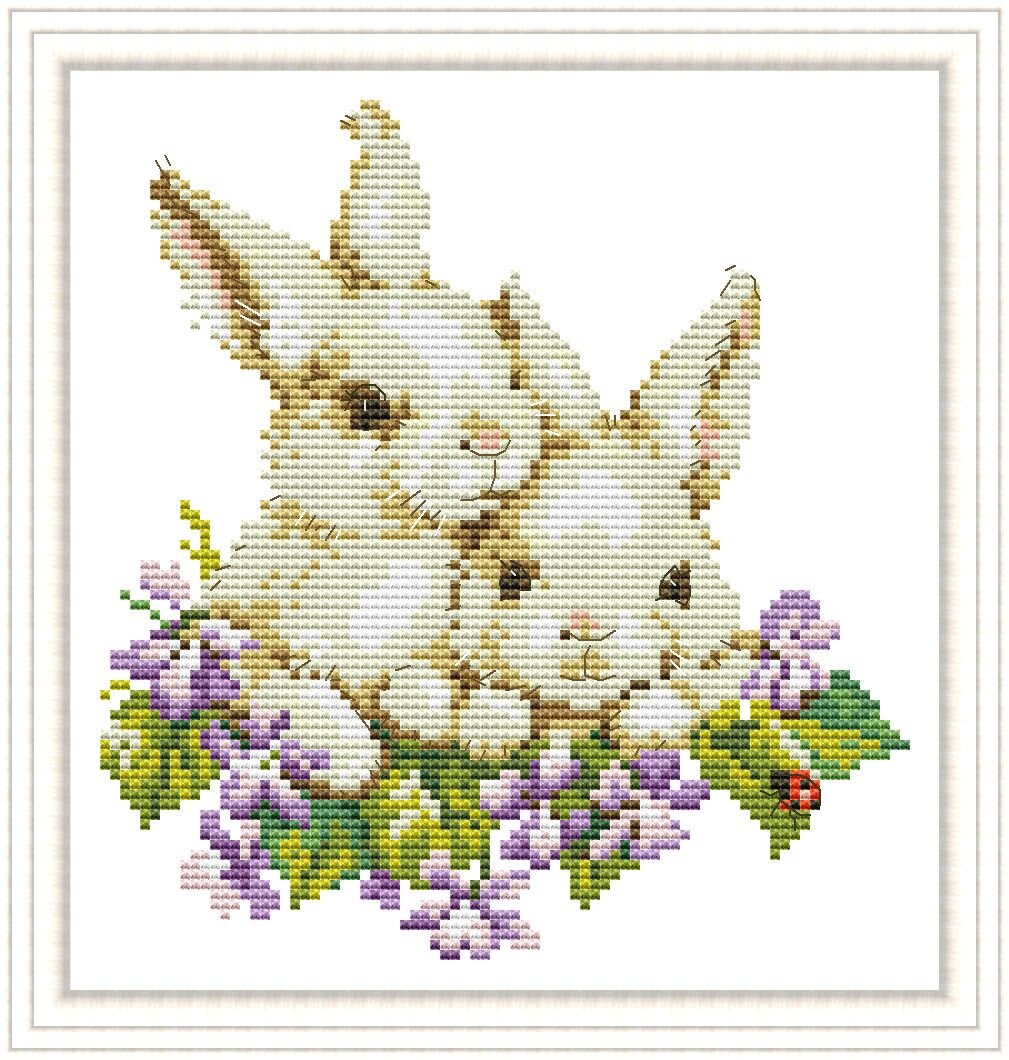 Rabbits Counted Cross Stitch Pattern Animal Spring Flowers - Etsy