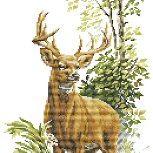 Deer, Counted Cross Stitch Pattern, Wild Animals, Summer Forest, Hand ...