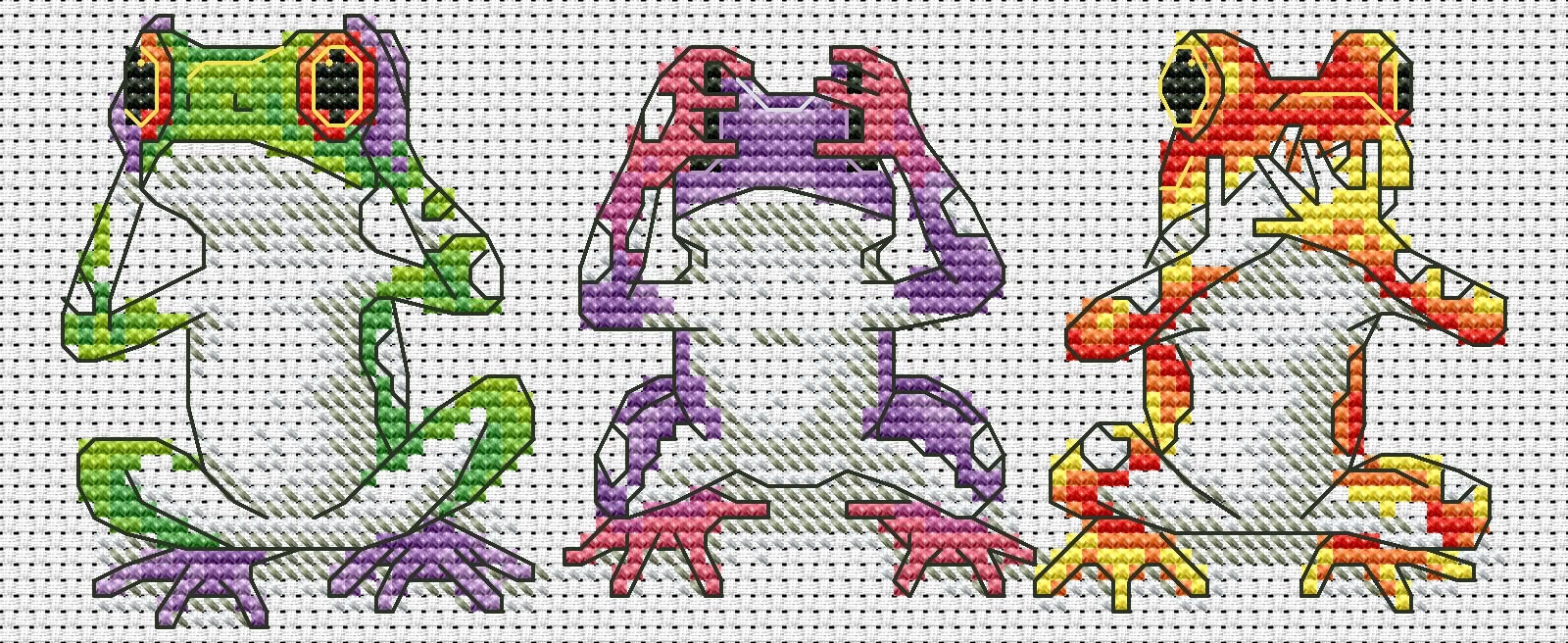 Tree Frog Trio Counted Cross Stitch Pattern Funny Animal - Etsy