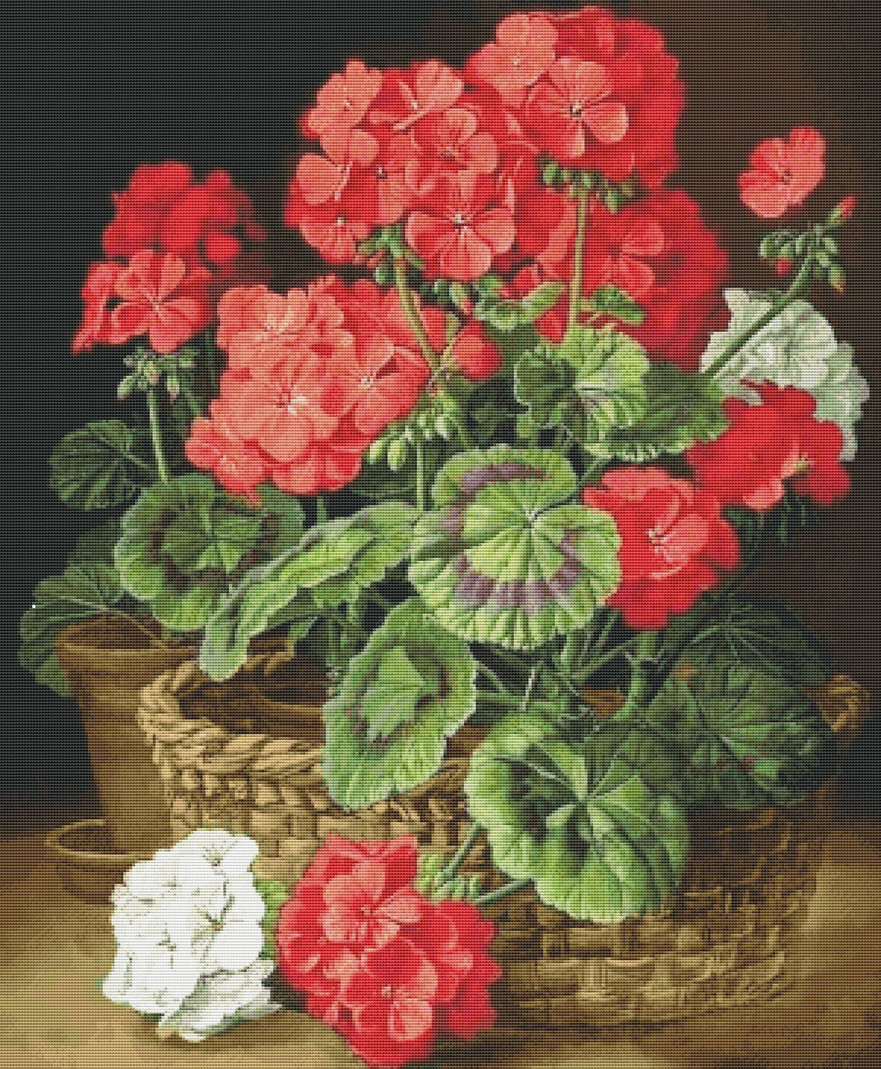 Geranium in a Vase, Cross Stitch Pattern, PDF Digital Pattern, Summer ...