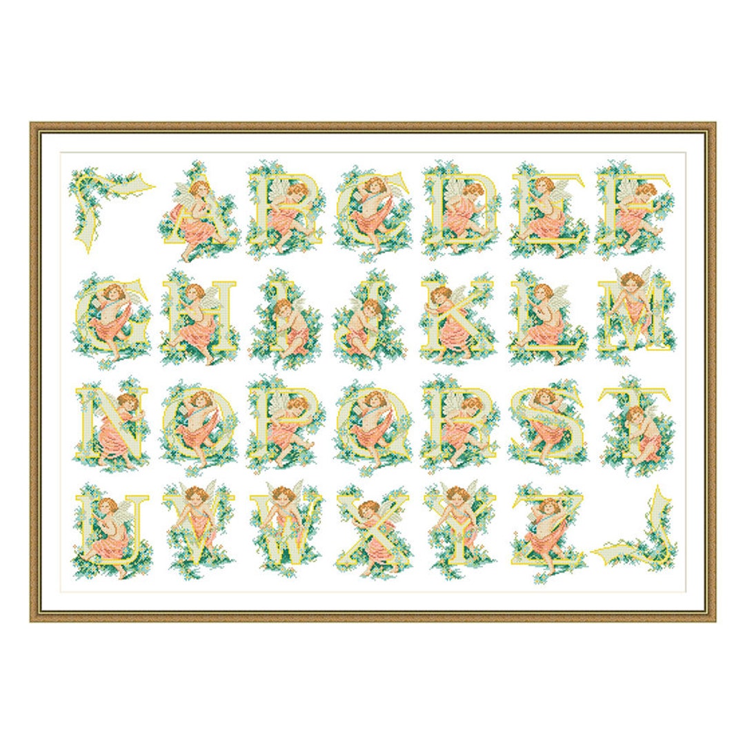 Angels Alphabet, Garden ABC, Counted Cross Stitch Pattern, Floral ...