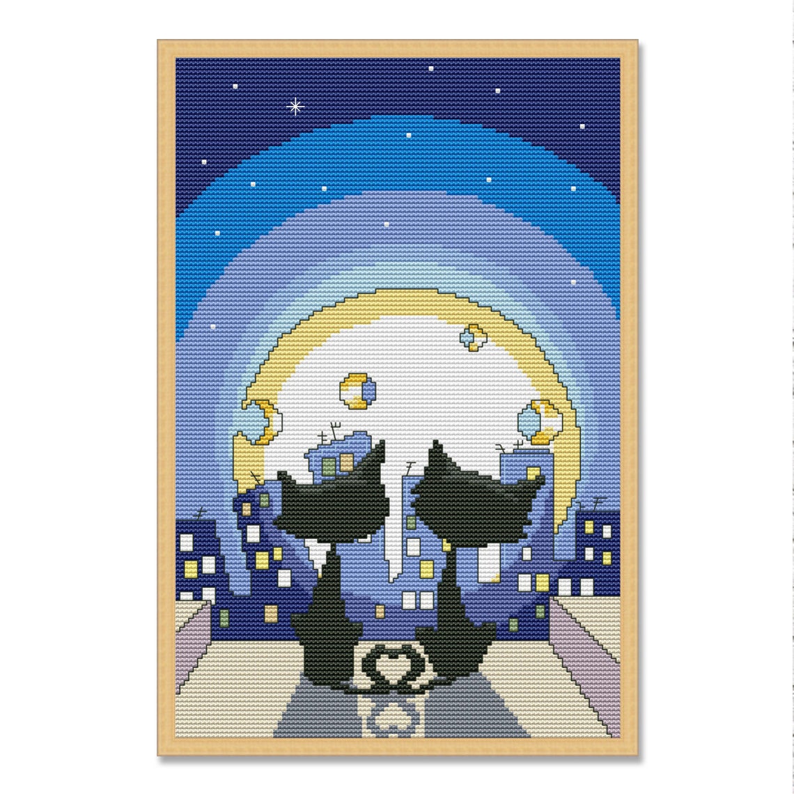 Cats and Cheese Moon, Counted Cross Stitch Pattern, Animal, Cats, Hand ...