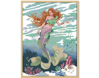 Mermaid Chart Counted Cross Stitch Pattern Craft PDF - Etsy