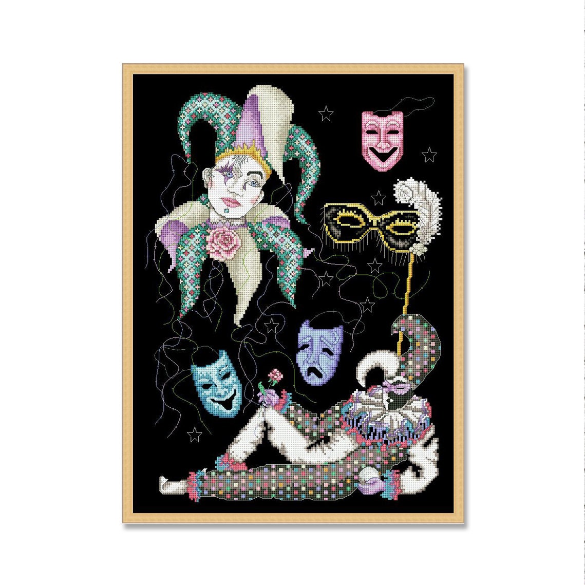 Jesters, Cross Stitch Pattern, PDF Digital Pattern, Сomedy, Tragedy ...