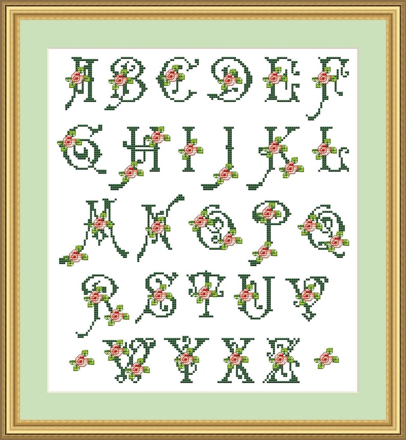 Floral Alphabet, Counted Cross Stitch Pattern, Floral Letters ...