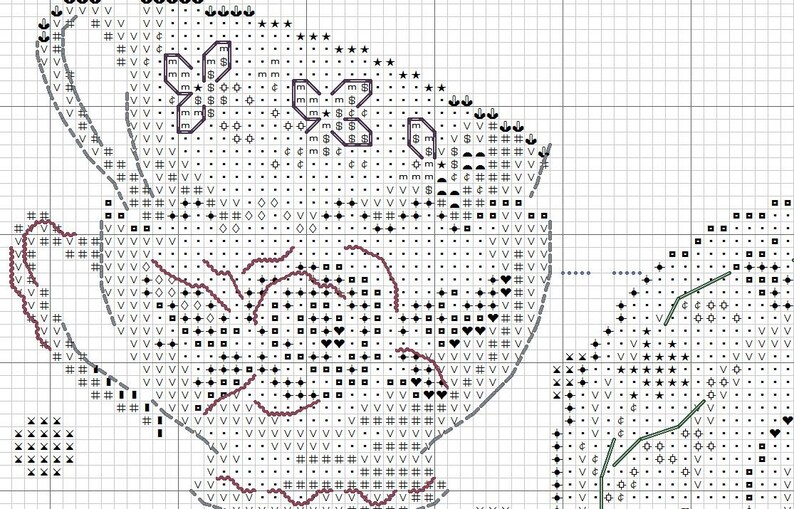 Crockery and Violets, Counted Cross Stitch Pattern, Kitchen Still Life ...