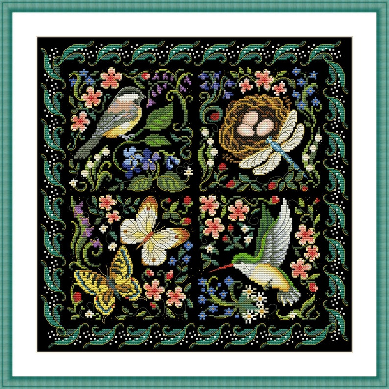 The Finery of Nature, Counted Cross Stitch Pattern, Birds on a Branch ...