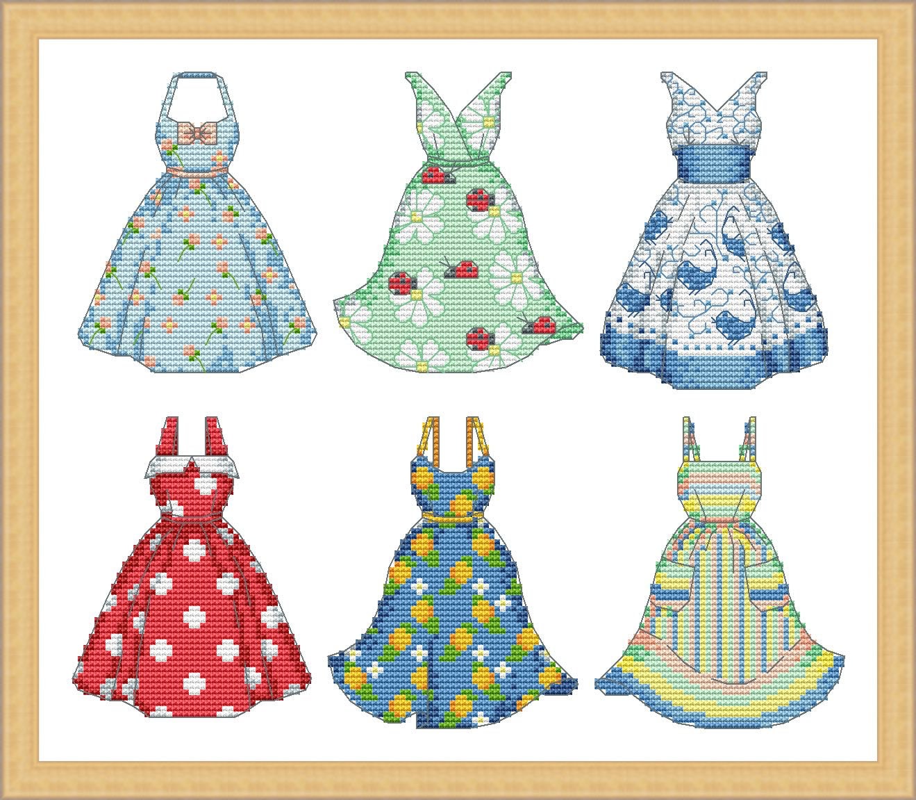 Pretty Retro Dress, Cross Stitch Pattern, Vintage Girl Dress, Digital ...