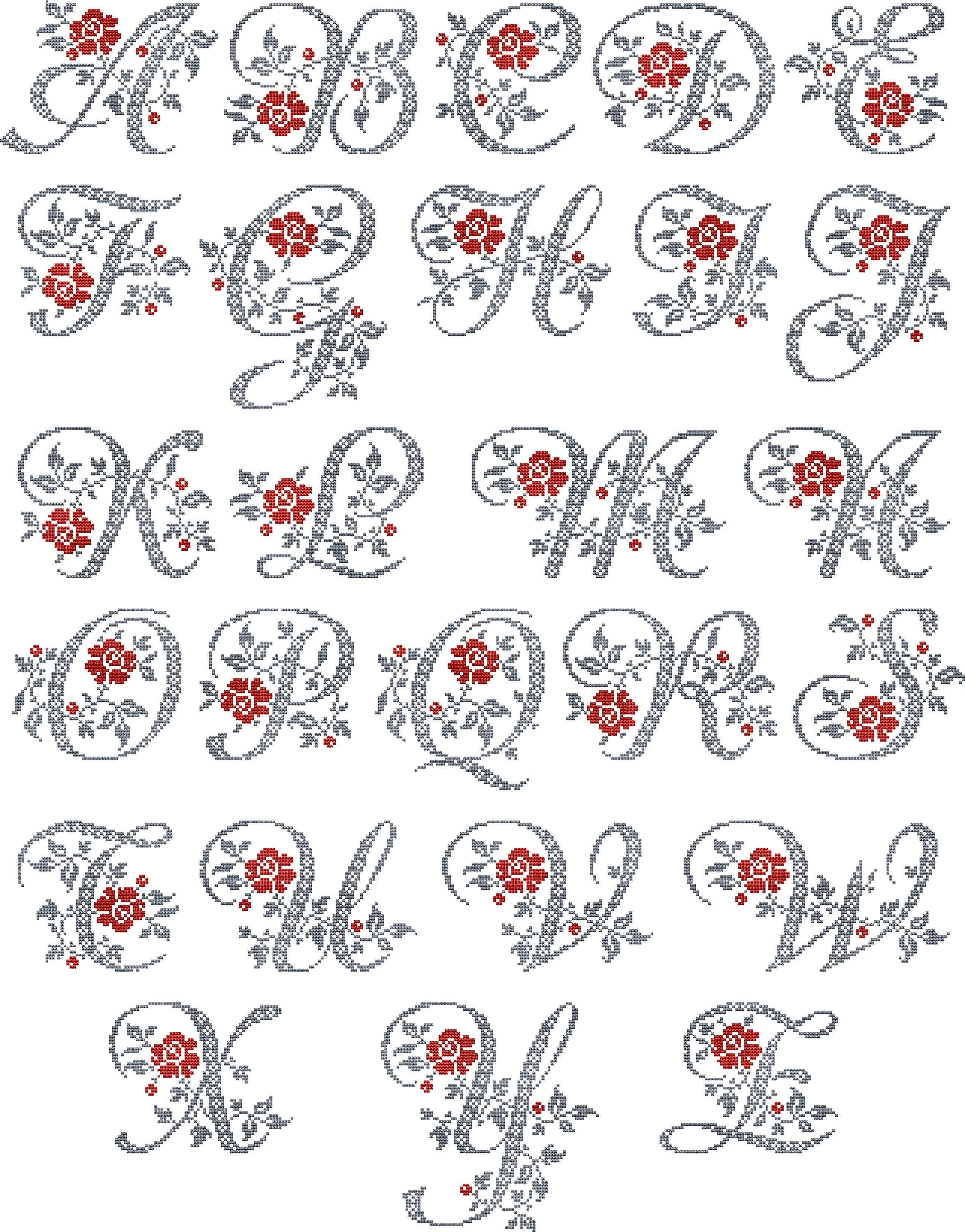 Lace Alphabet, Vintage Alphabet, Counted Cross Stitch Pattern, Letters ...