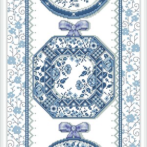 Blue Toile Plate, Counted Cross Stitch Pattern, Kitchen Still Life ...