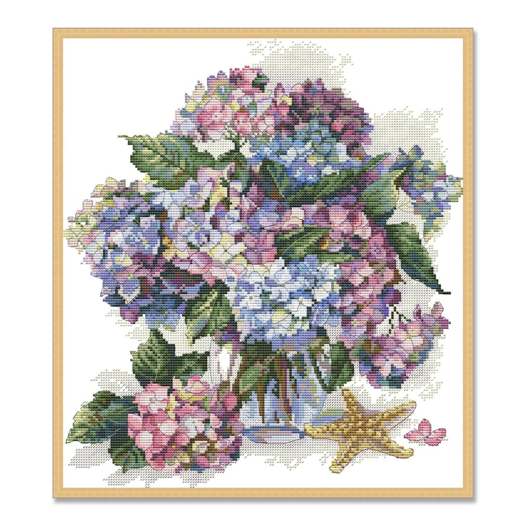 Hydrangea Bouquet, Counted Cross Stitch Pattern, Digital Pattern ...