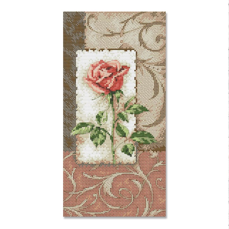 Single Rose, Counted Cross Stitch Pattern, Flowers, Digital Pattern PDF ...