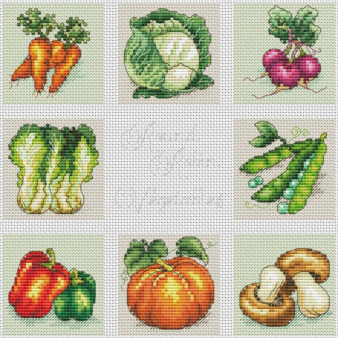 Round Robin, Vegetables Sampler, Counted Cross Stitch Pattern, Kitchen ...