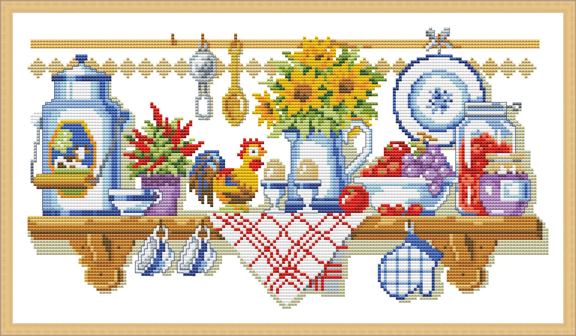 Country Kitchen Shelf, Counted Cross Stitch Pattern, Kitchen Still Life ...