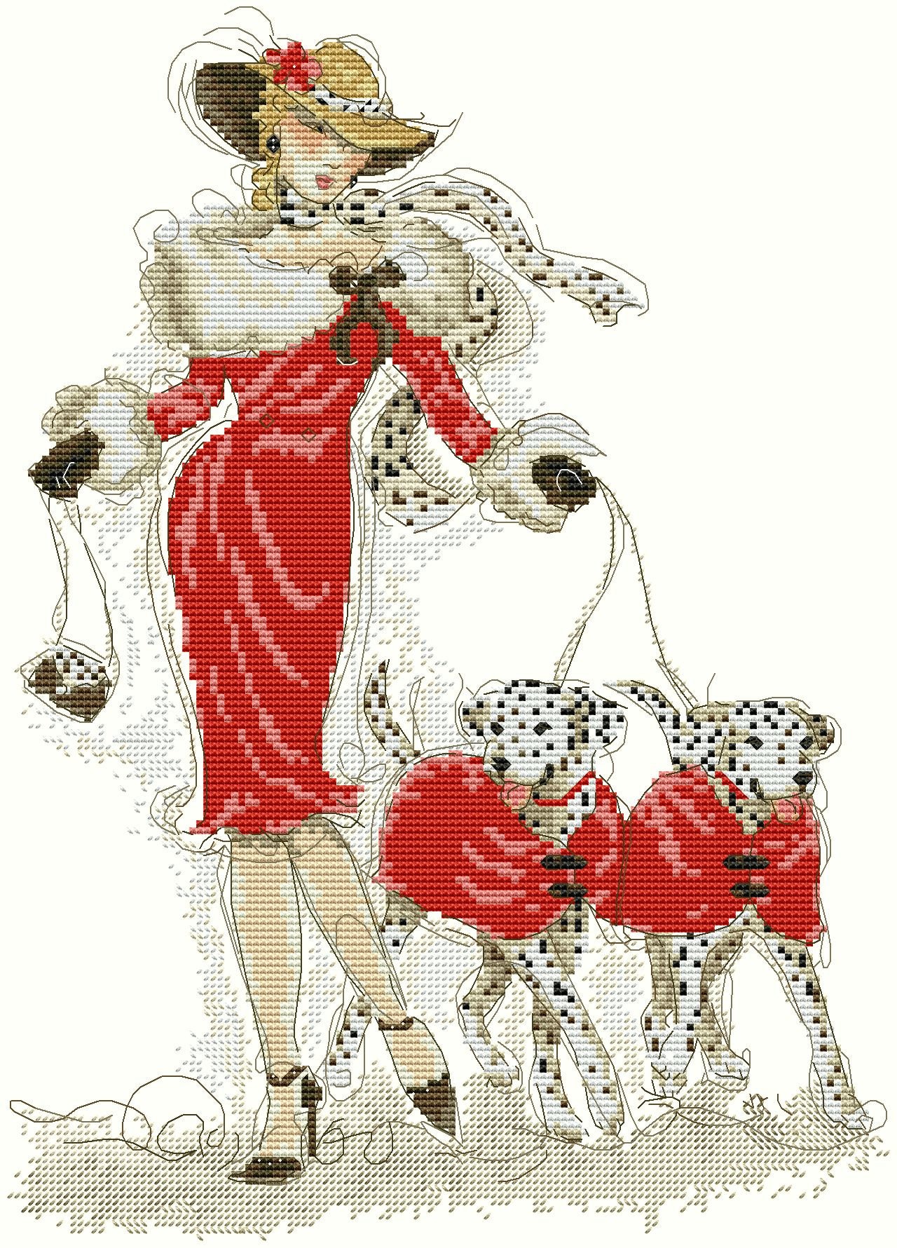 Dancing Dalmatians, Cross Stitch Pattern, Digital Pattern PDF, Lady ...