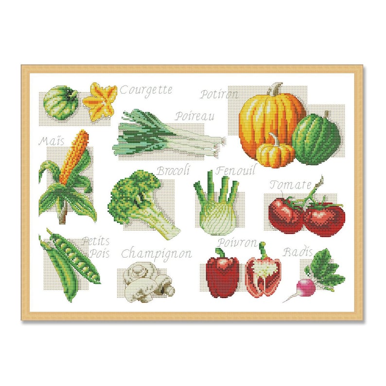 Vegetables Sampler, Counted Cross Stitch Pattern, Kitchen Still Life ...