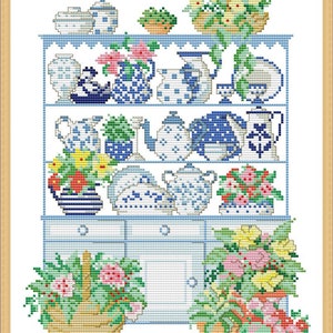 Kitchen Cabinet, Kitchen Shelf, Counted Cross Stitch Pattern, Kitchen ...