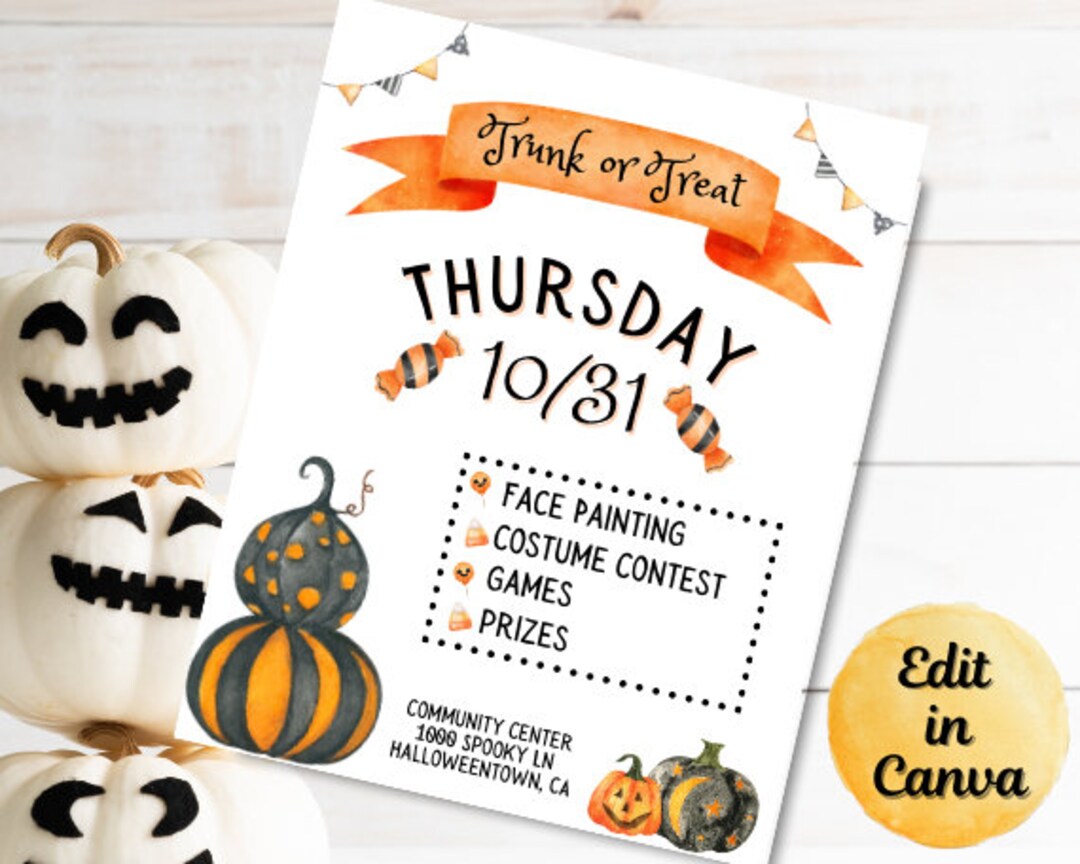 Trunk or Treat Editable & Printable Flyer Template for Canva - Etsy
