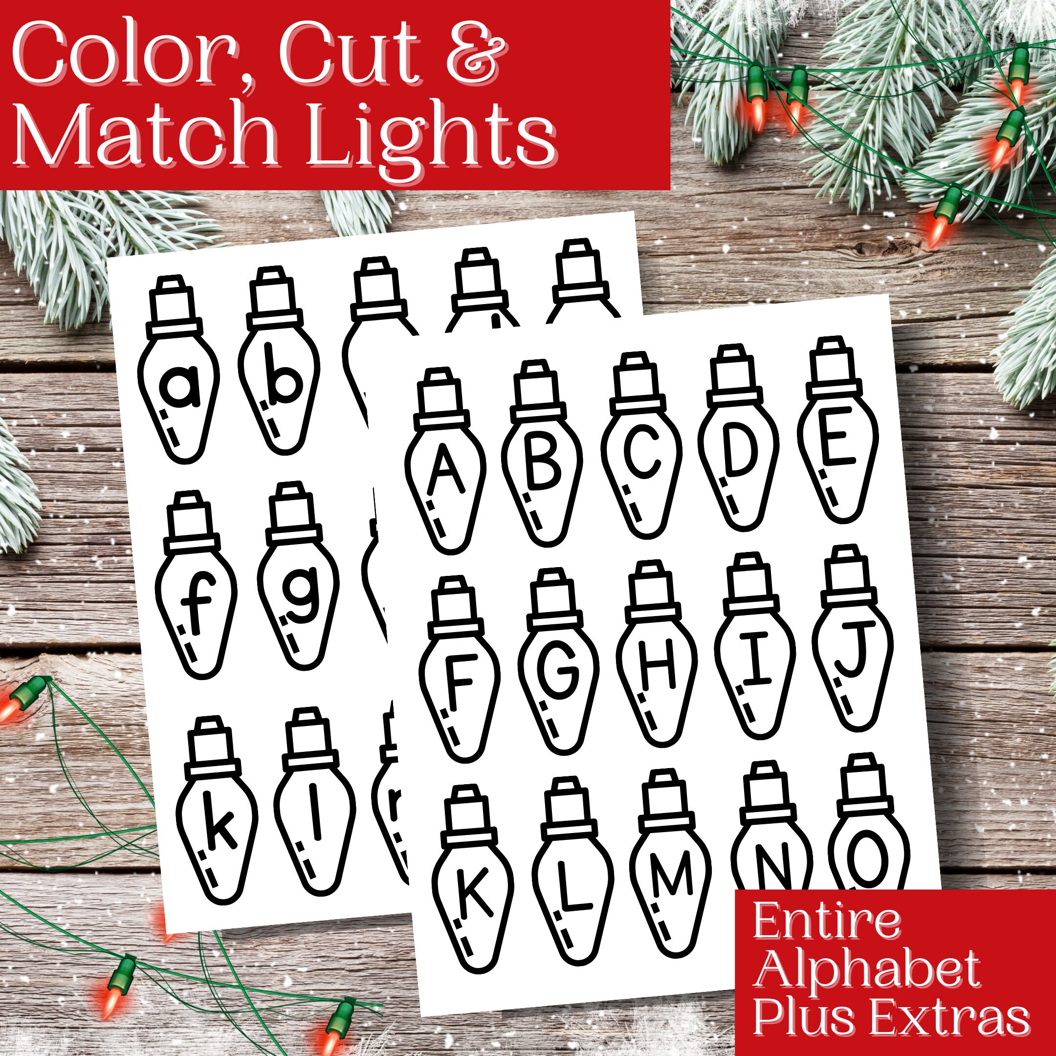Holiday Lights Alphabet Match, Christmas Pre-k Printable, Holiday ...