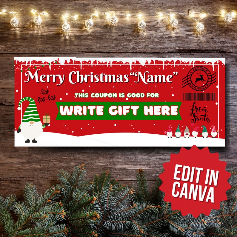 Editable Coupon From Santa || Christmas Coupon || PDF || Digital ...