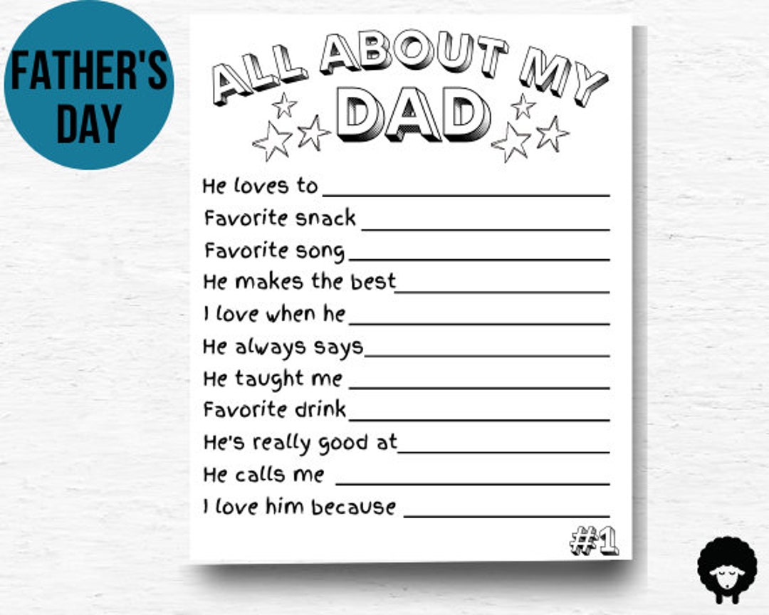 All About My Dad Digital Download || Instant Print || Father's Day ...