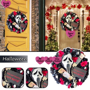 Horrible Scream Halloween Wreath White Mask Killer's Death Call ...