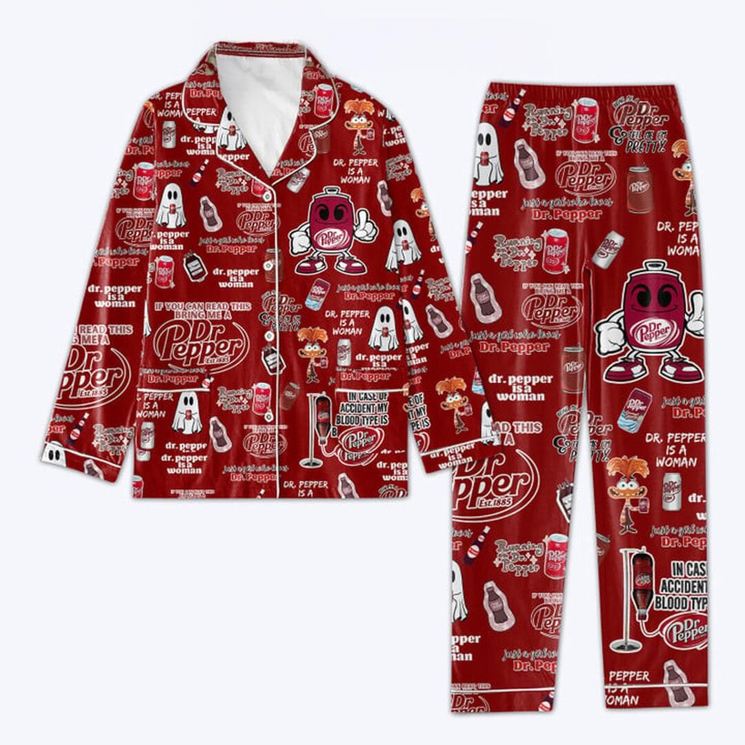 Dr. Pepper My Blood Type is Dr. Pepper Christmas Polyester Pajamas Set ...
