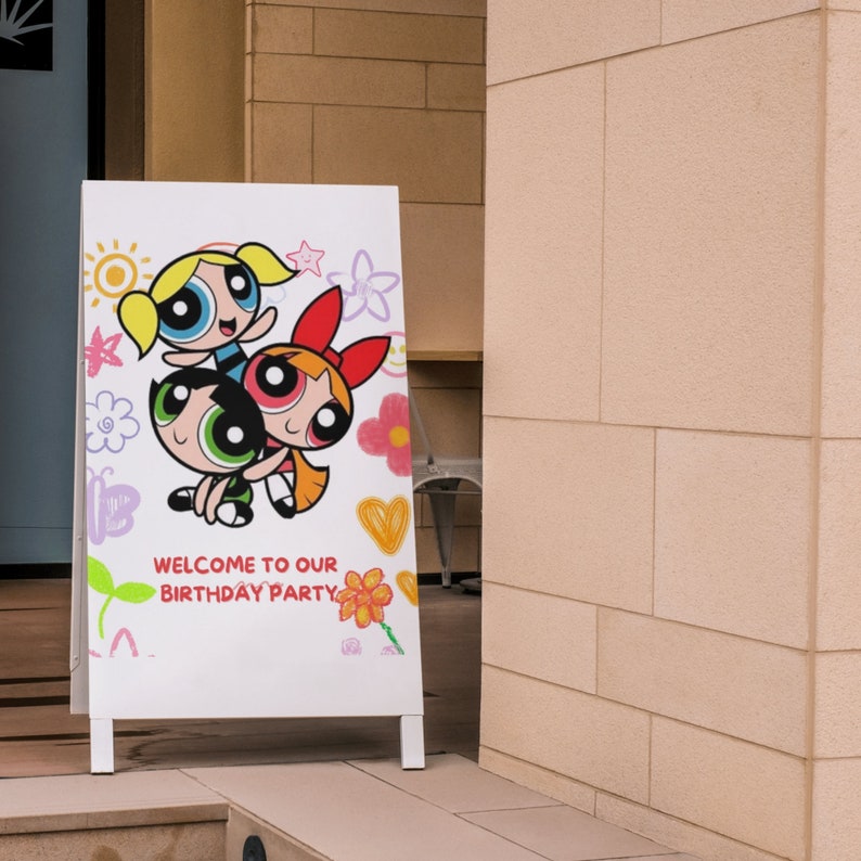 Birthday Invitation Powerpuff Girls Welcome Sign Birthday - Etsy