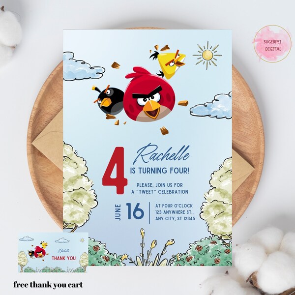 Angry Birds Invitation - Etsy