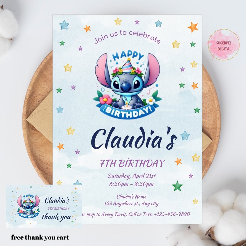 Stitch Invitation Stitch Birthday Invitation Stitch Party Stitch ...