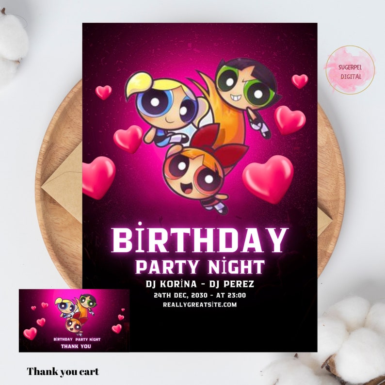 Birthday Powerpuff Girls Birthday Invitation Template Powerpuff Girl ...