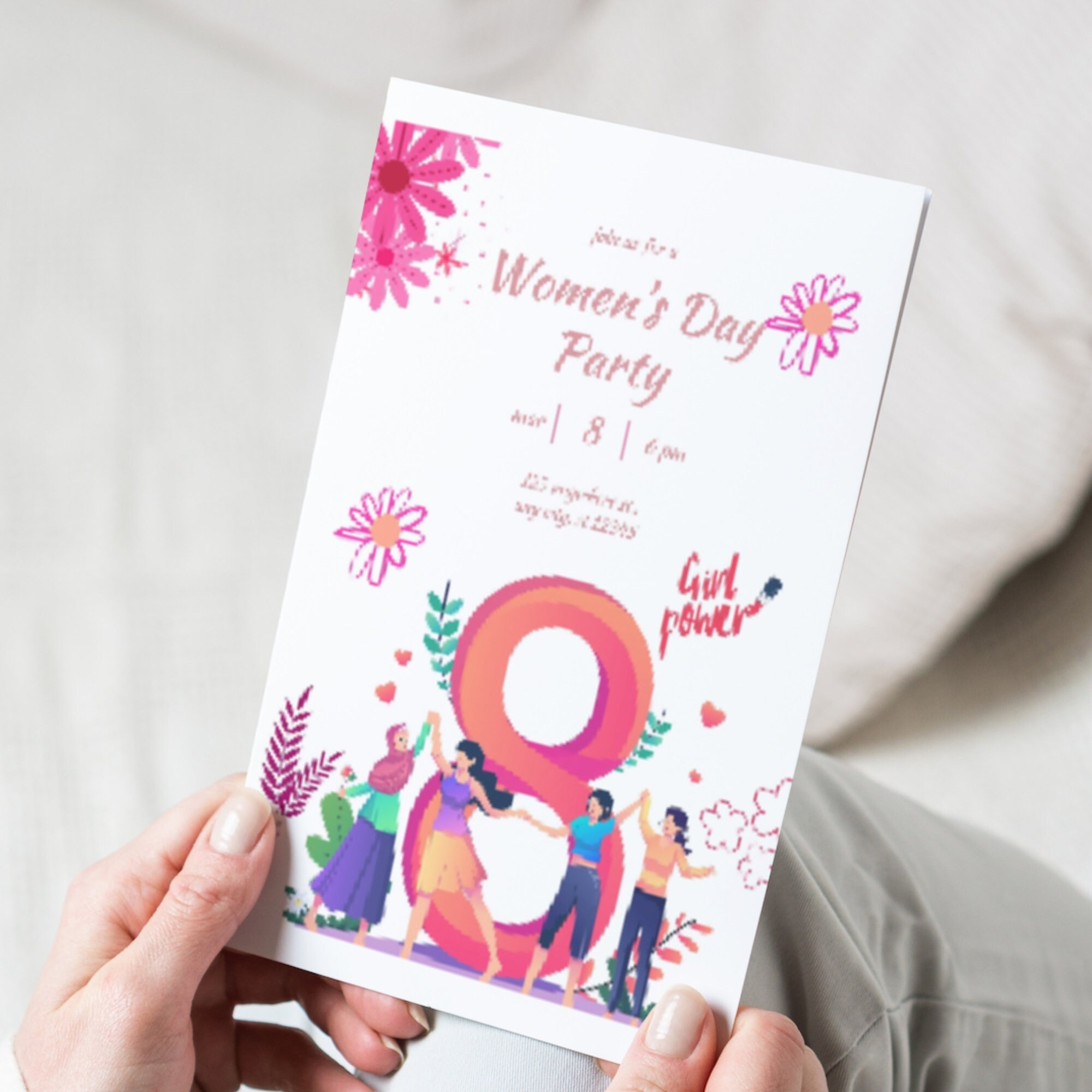 Editable Women's Day Party Invitation Empowerment & Feminism Theme 5x7 ...