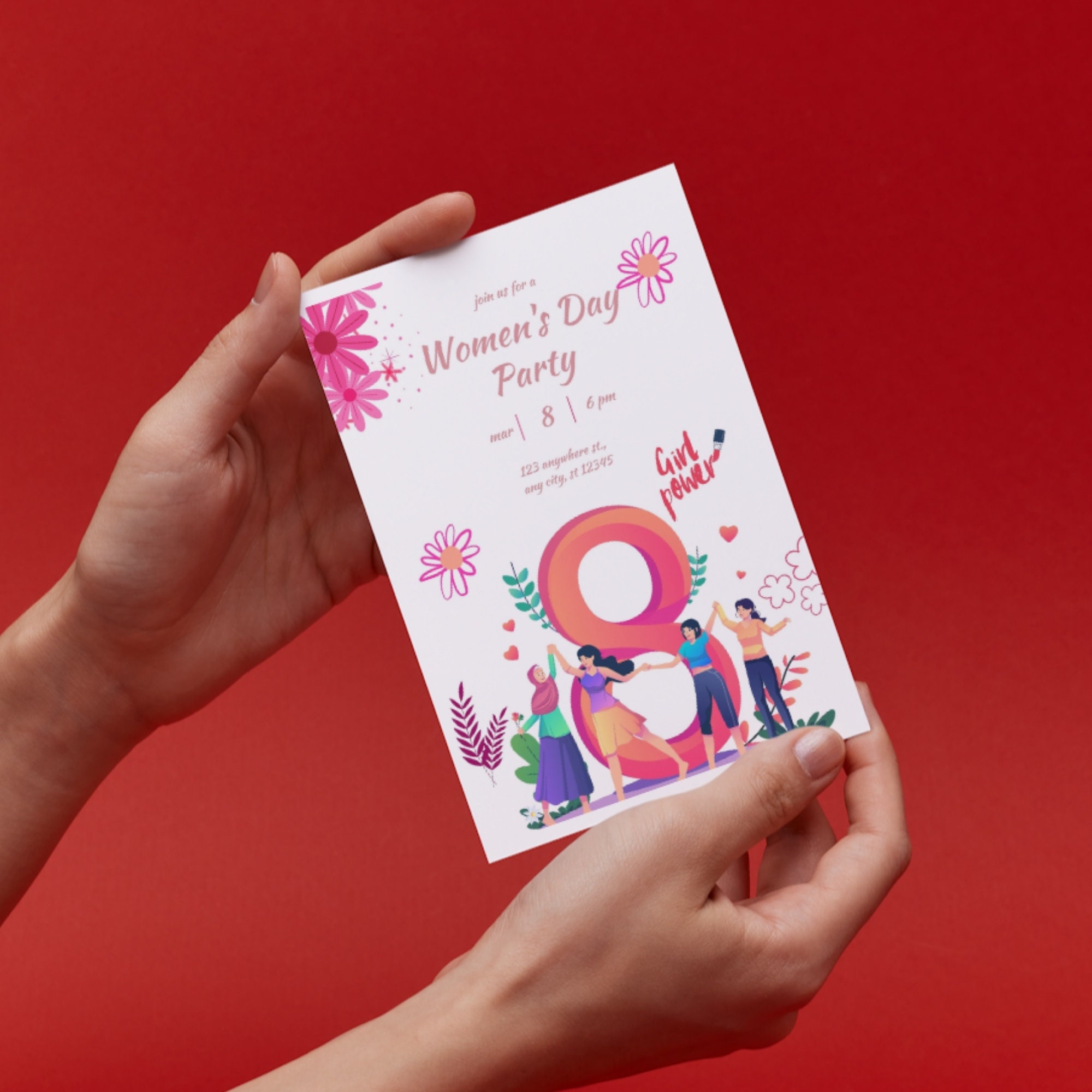 Editable Women's Day Party Invitation Empowerment & Feminism Theme 5x7 ...