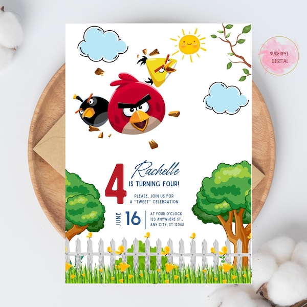 Angry Birds Invitation - Etsy