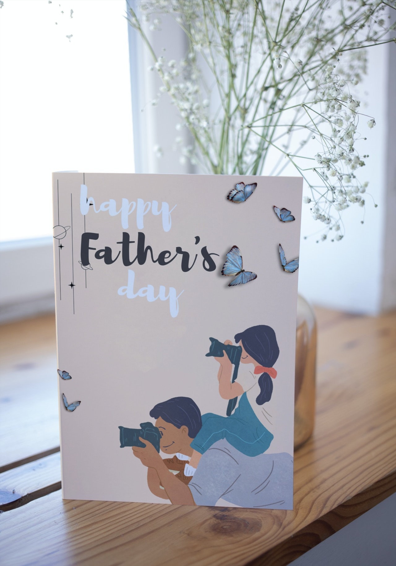 Father's Day Card Father's Day Printable Card Father's Day Gift Flower ...
