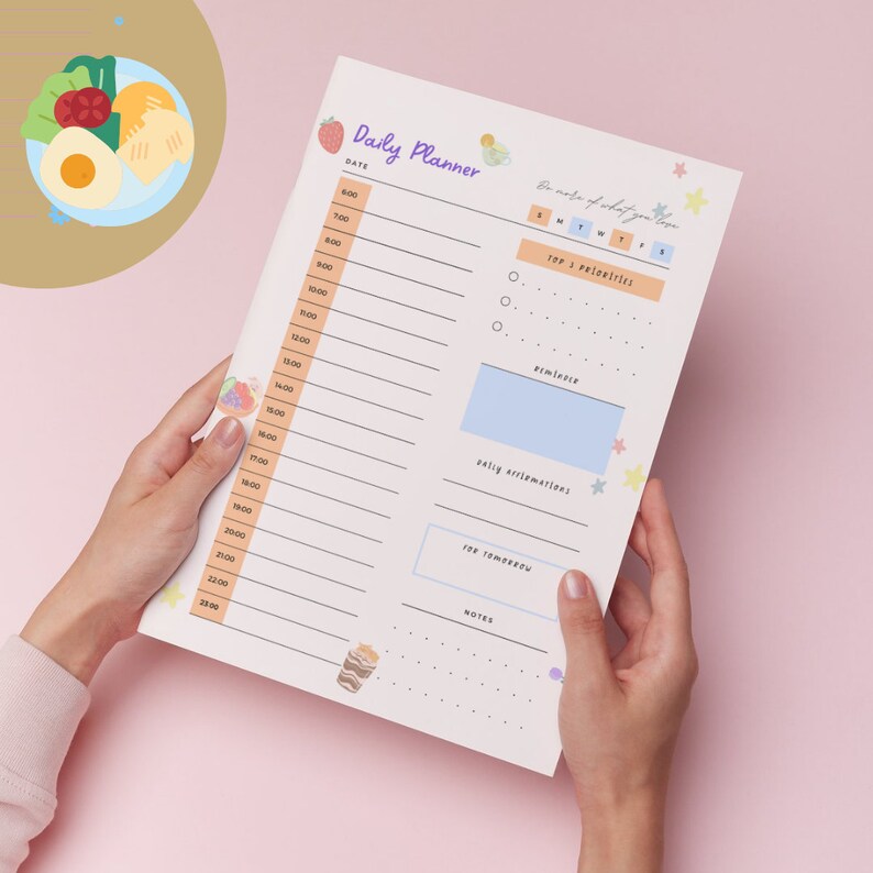 Printable Weekly Meal Planner Landscape, Food Diary, Meal Tracker, Food ...
