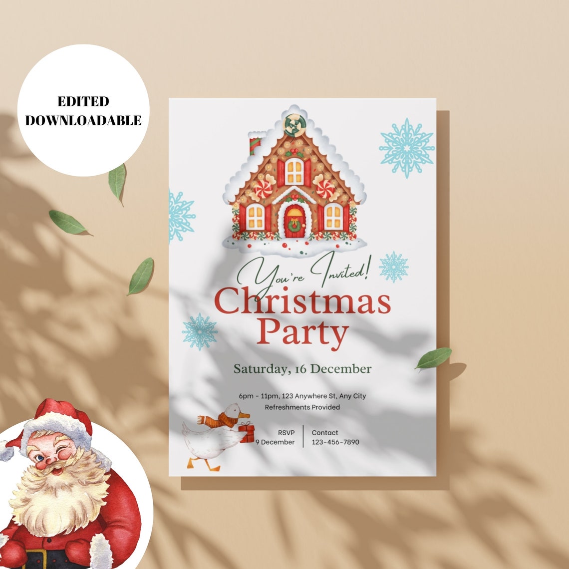 Editable Christmas Party Invitation, Christmas Party Invite, Christmas ...