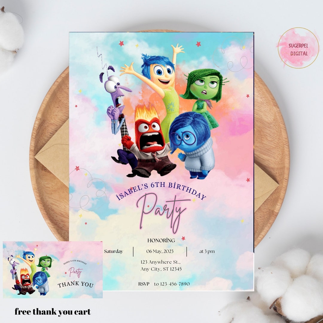 Inside Out Invitation Birthday Party Inside Out Birthday Invitation ...