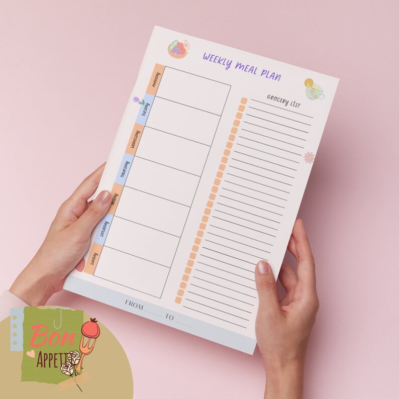 Printable Weekly Meal Planner Landscape, Food Diary, Meal Tracker, Food ...