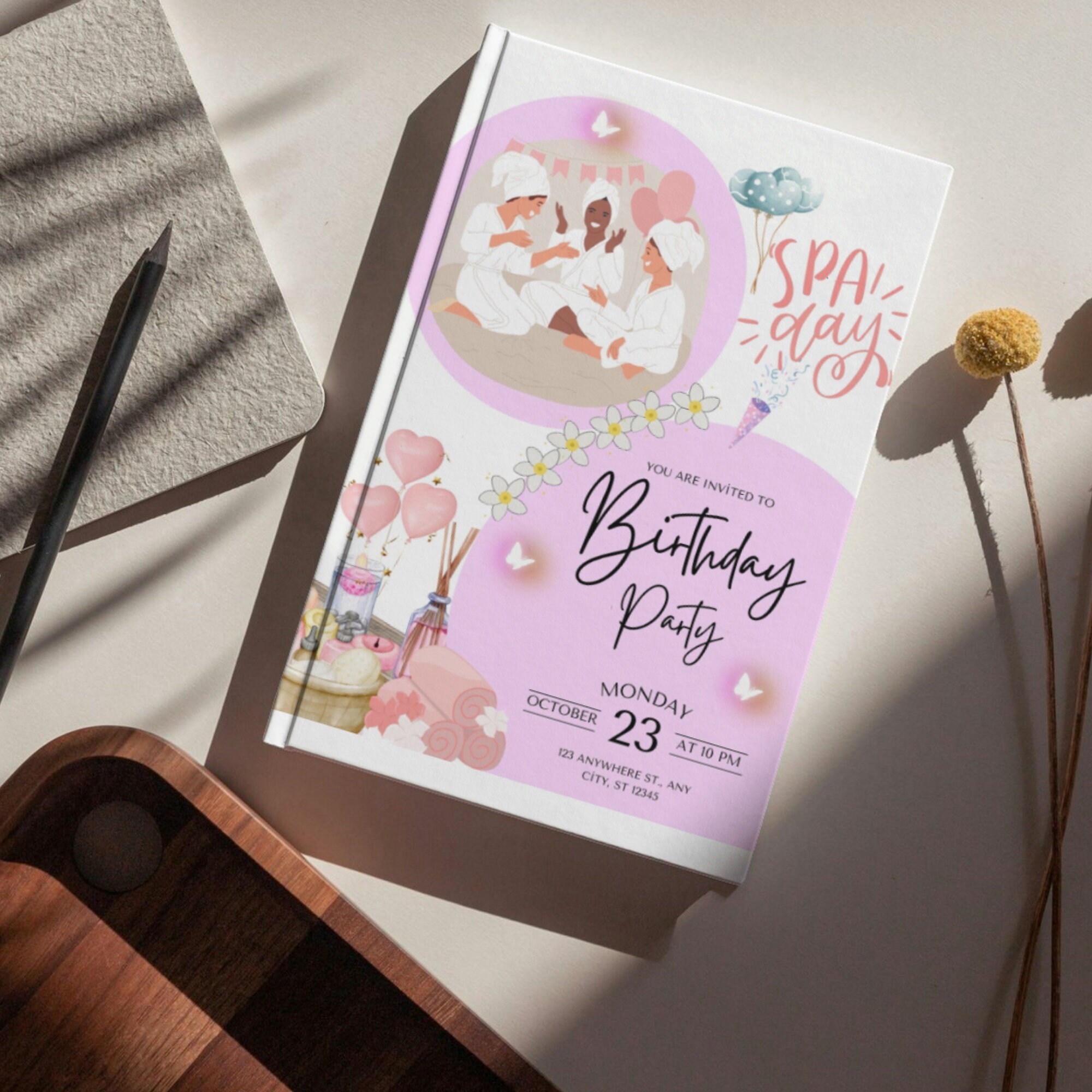 Spa Party Birthday Invitation Template Printable, Spa Party Birthday ...