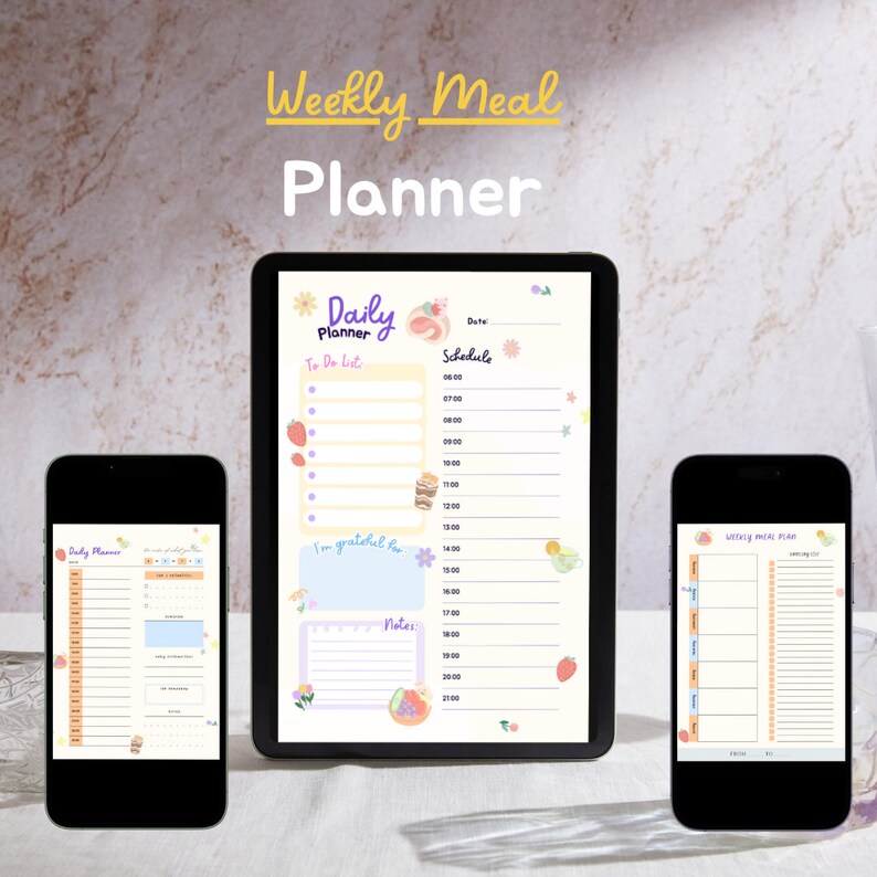 Printable Weekly Meal Planner Landscape, Food Diary, Meal Tracker, Food ...