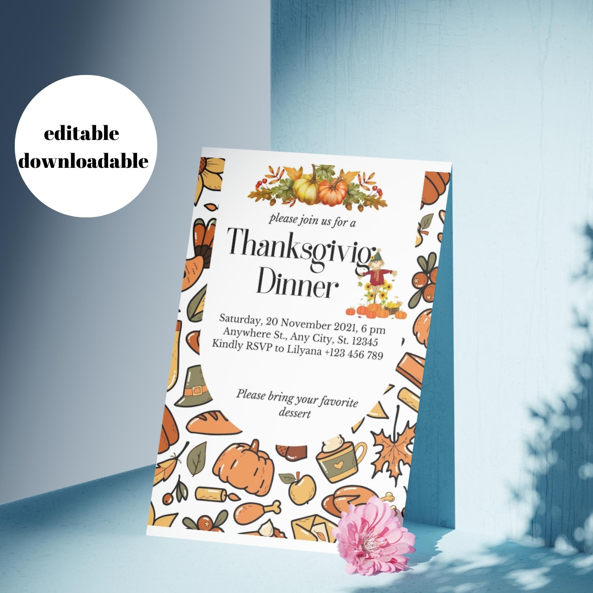 Thanksgiving Dinner Invitation, Let's Give Thanks Invitation Template ...
