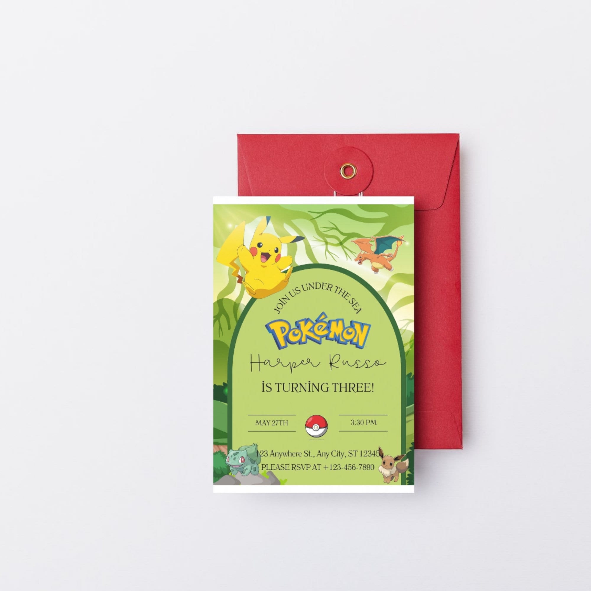 Pokemon Invitation kids Birthday Invite Editable Invitation Digital ...