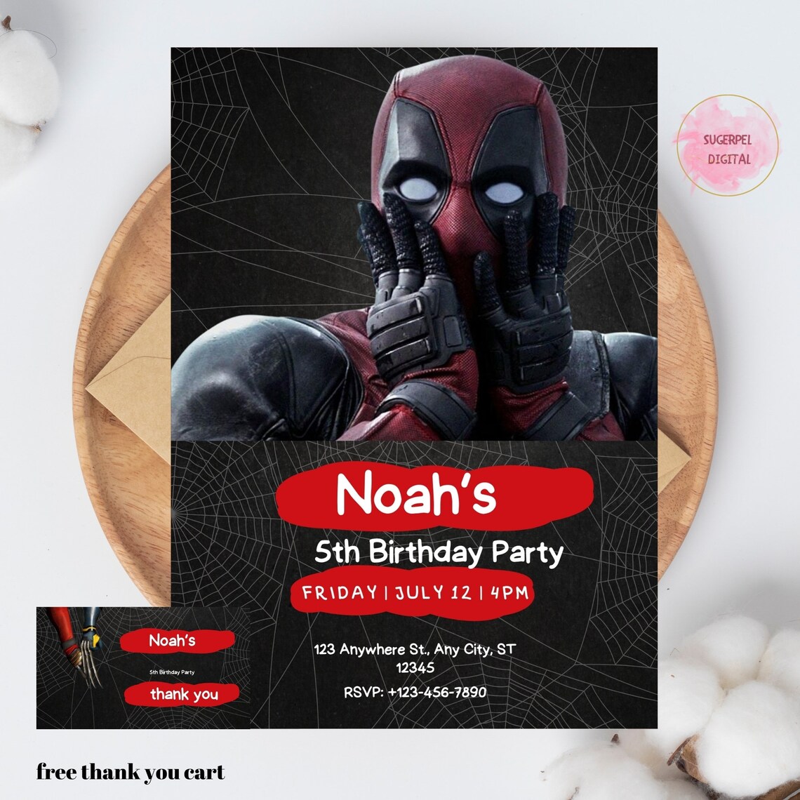 Superhero Birthday Invitation Funny Deadpool Invitation, Superhero Bday ...