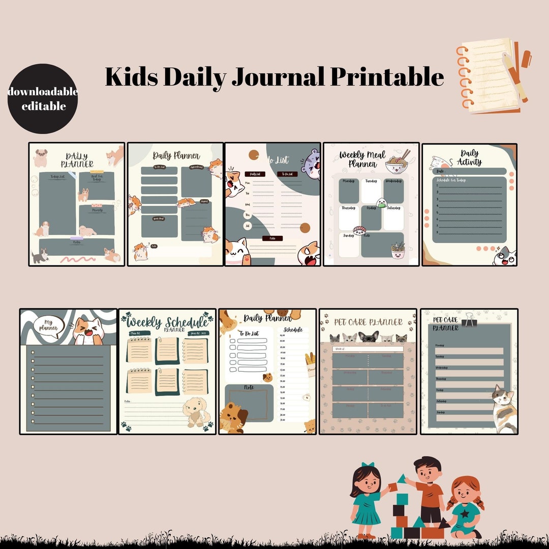 Kids Daily Journal Printable / Journal for Kids / Diary for - Etsy