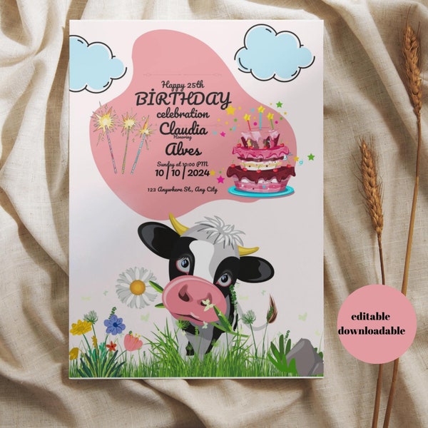 Printable Cow Birthday Card - Etsy