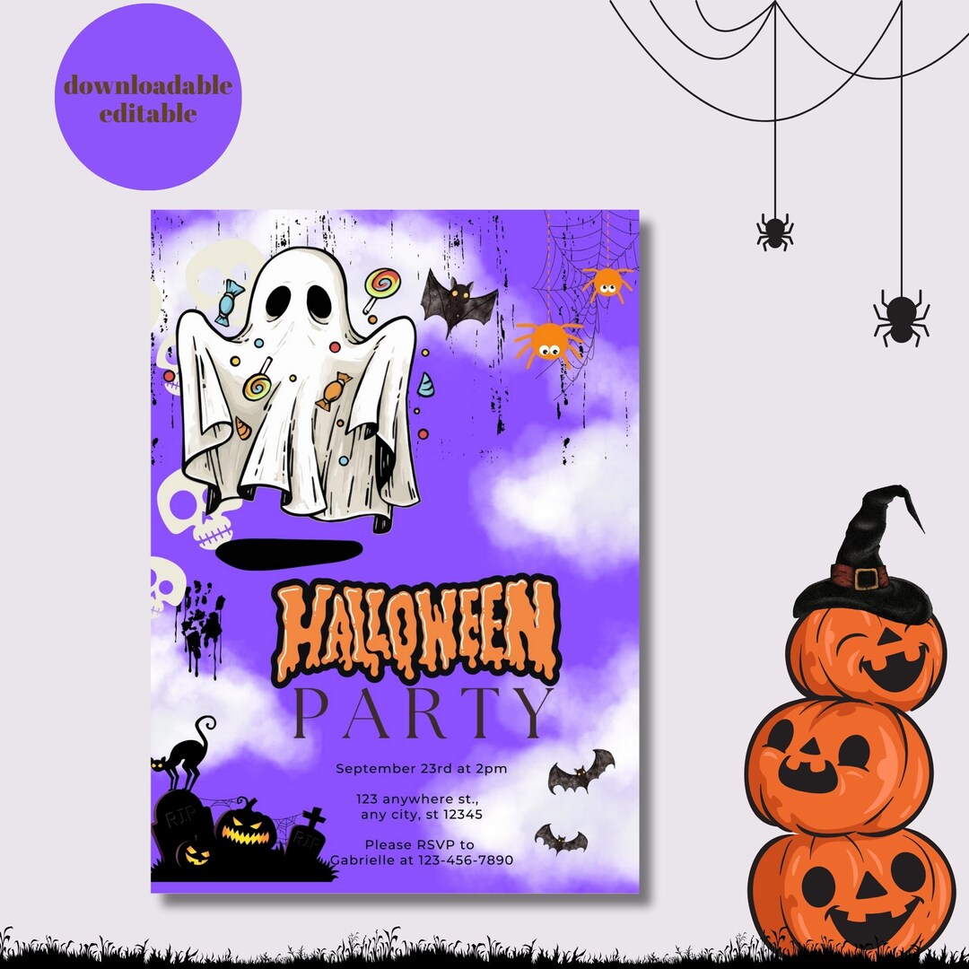 Editable Halloween Invitation Halloween Party Invitation - Etsy