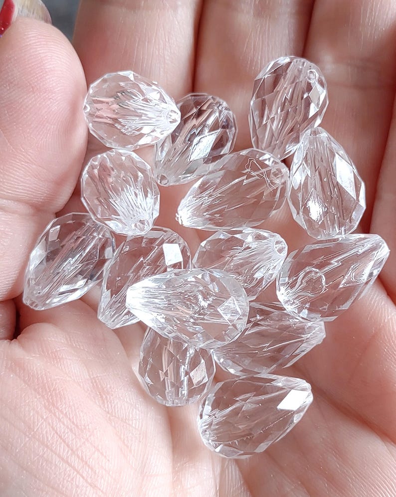 Acrylic Faceted Clear Teardrop Beads, 17x11mm, 25 per Pack - Etsy