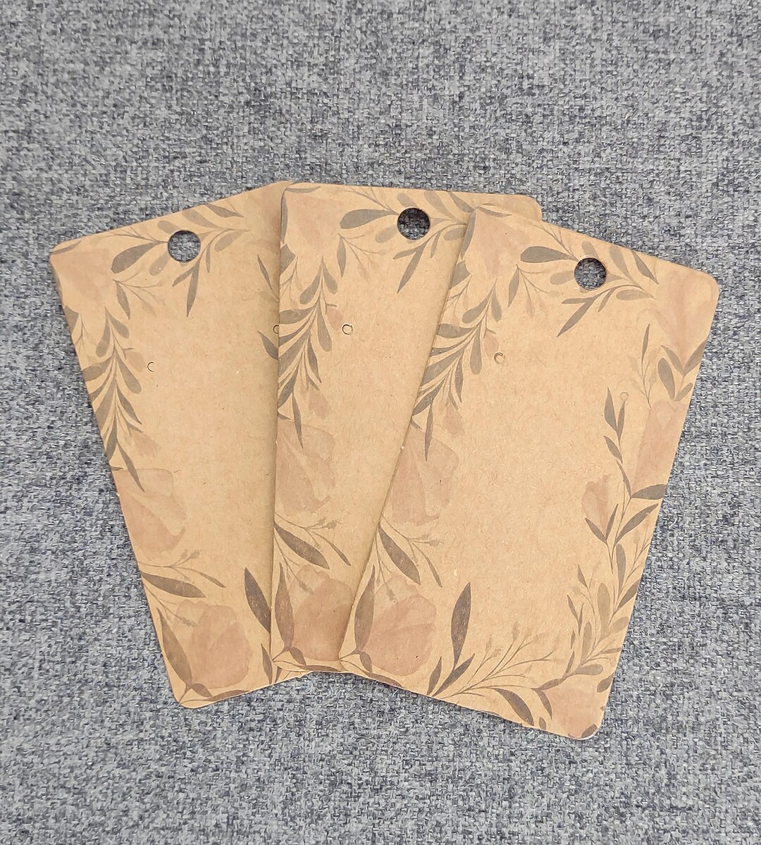 Kraft Paper Earring Hanging Display Cards With Floral Design, 3.5x2 ...